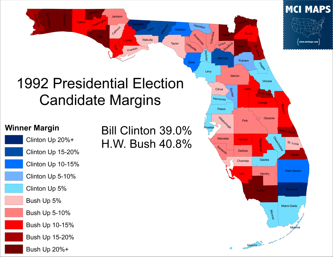 The Disappearing Swing Counties of Florida - MCI Maps | Election Data ...