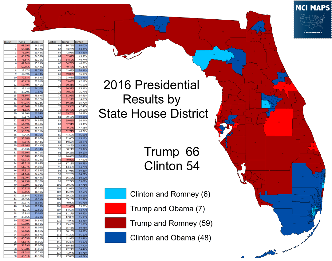 How Florida’s State House Districts Voted in 2018 - MCI Maps | Election ...