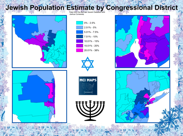 Hanukkah Article: The Geography of Jews in America - MCI Maps ...