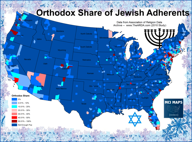 Hanukkah Article: The Geography of Jews in America - MCI Maps ...