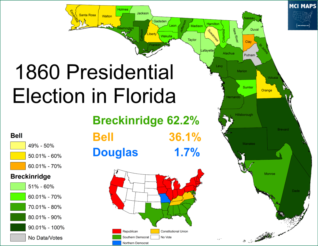 Civil War History: Florida’s Road Toward Secession - MCI Maps ...