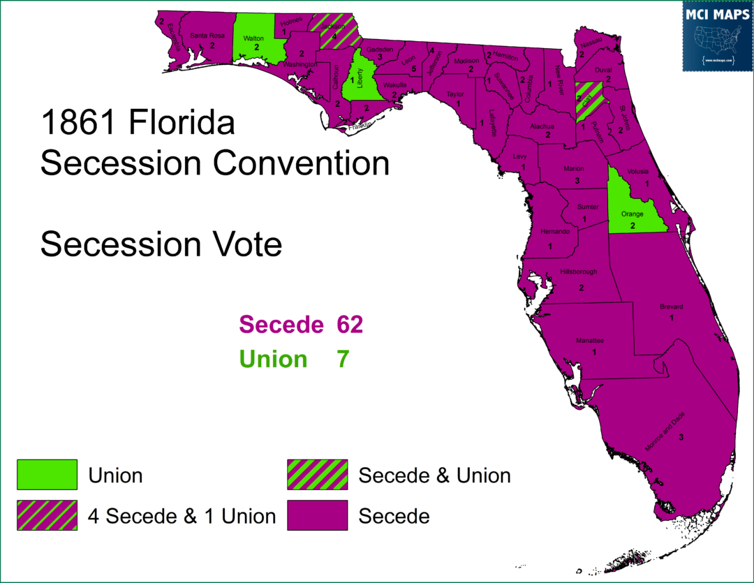Civil War History: Florida’s Road Toward Secession - MCI Maps ...