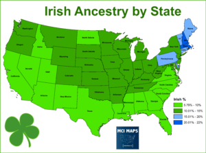 Saint Patrick’s Day Article: Irish Ancestry in America - MCI Maps ...