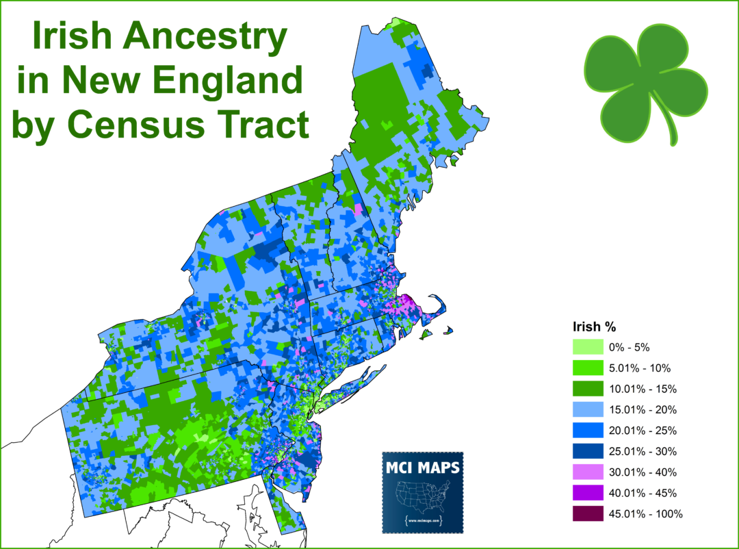 Saint Patrick’s Day Article: Irish Ancestry in America - MCI Maps ...