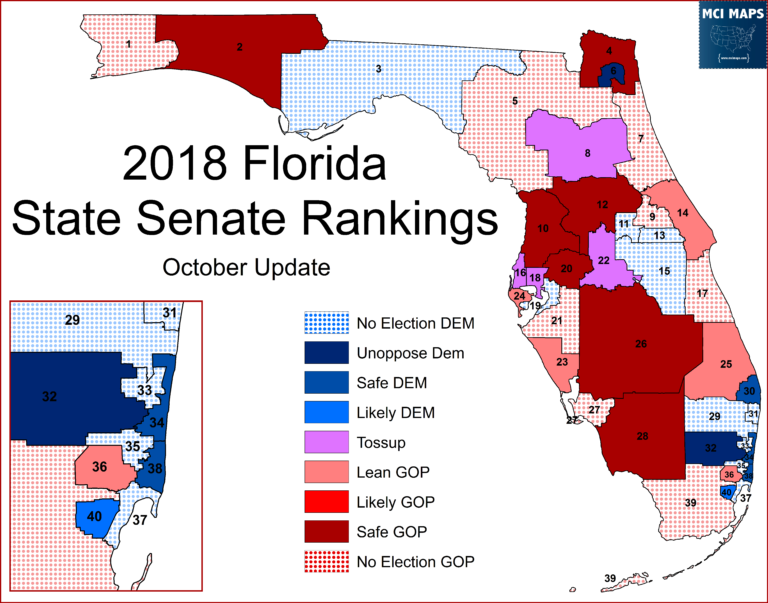 How Florida’s State Senate Districts Voted in 2018 - MCI Maps ...
