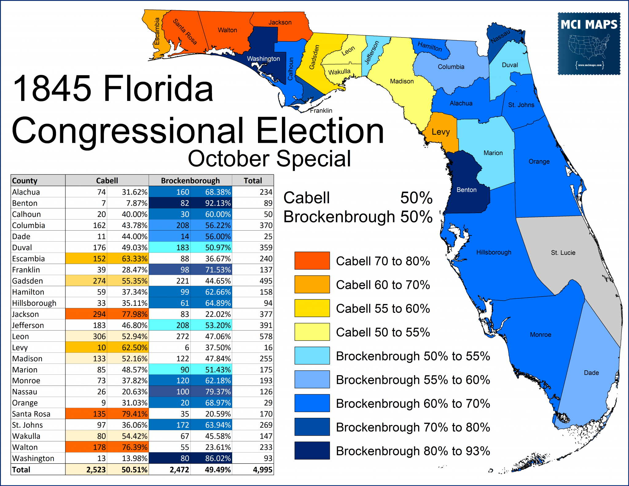 May 26th, 1845 – Florida’s First Elections - MCI Maps | Election Data ...