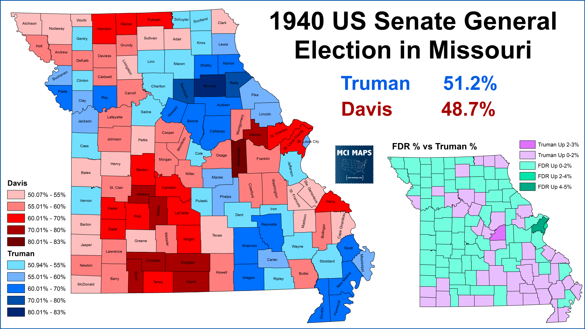 Truman vs Wallace: The 1944 Campaign for Vice President - MCI Maps ...