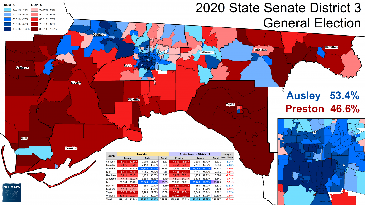 How Florida’s State Senate Districts Voted in 2020 - MCI Maps ...